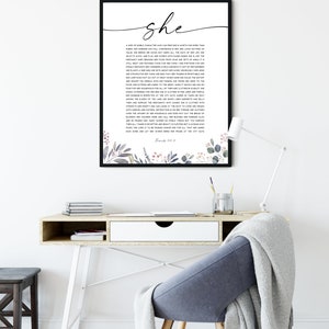 Proverbs 31:10-31 Bible Verse Wall Art, Scripture Wall Art, Christian ...