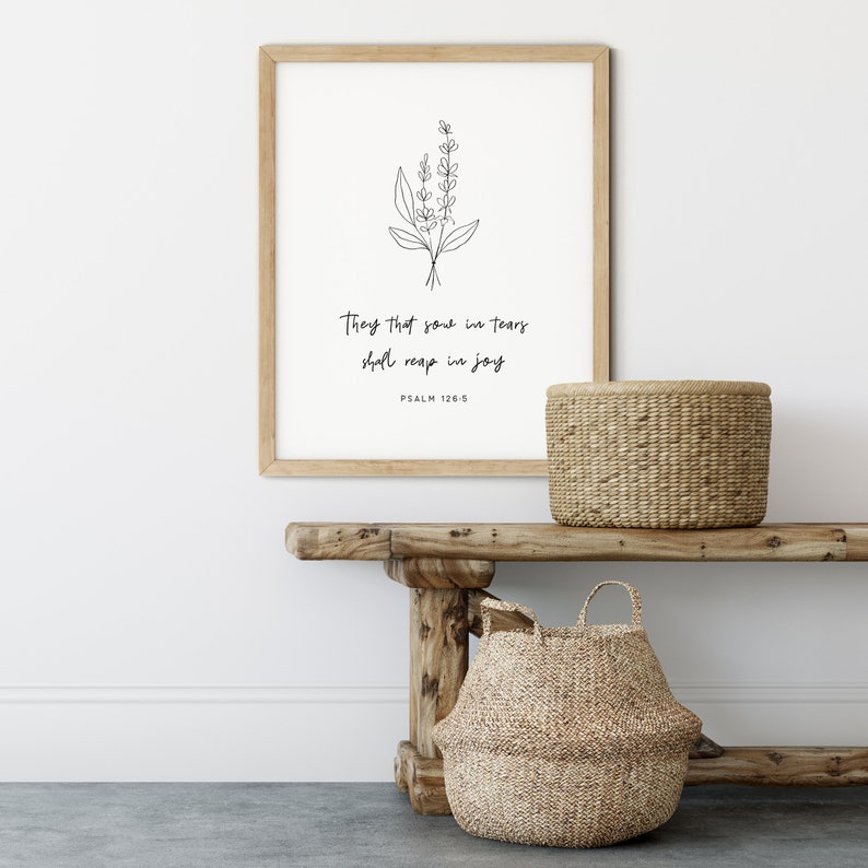 Psalm 126:5 KJV Bible Verse Wall Art Modern Minimal Christian | Etsy