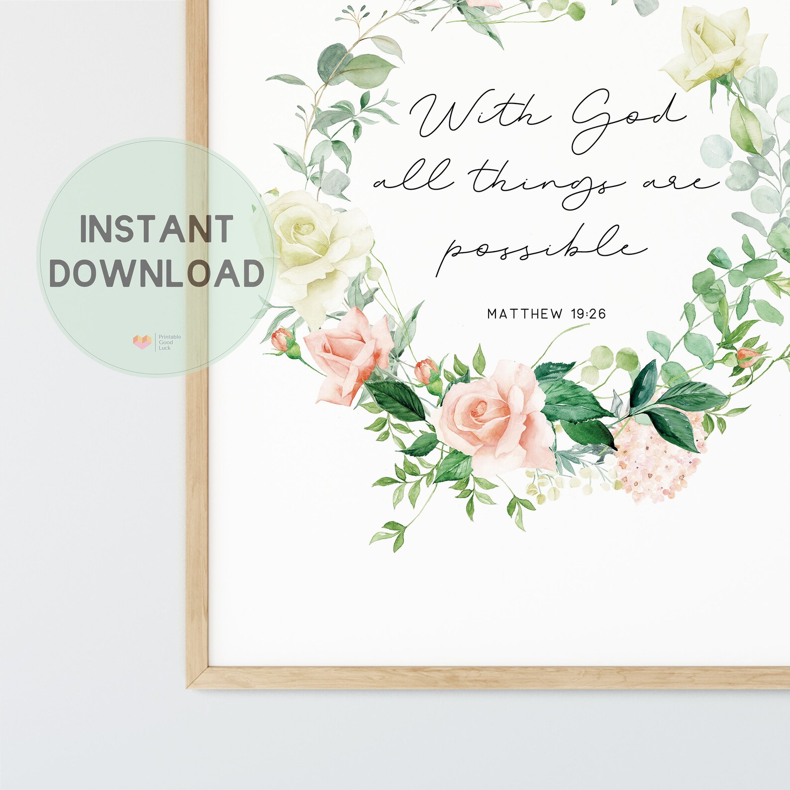 Matthew 19:26 With God All Things Are Possible Bible Verse - Etsy