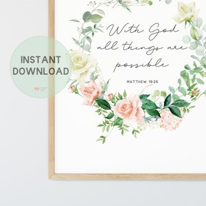 Matthew 19:26 With God All Things Are Possible Bible Verse Wall Art ...
