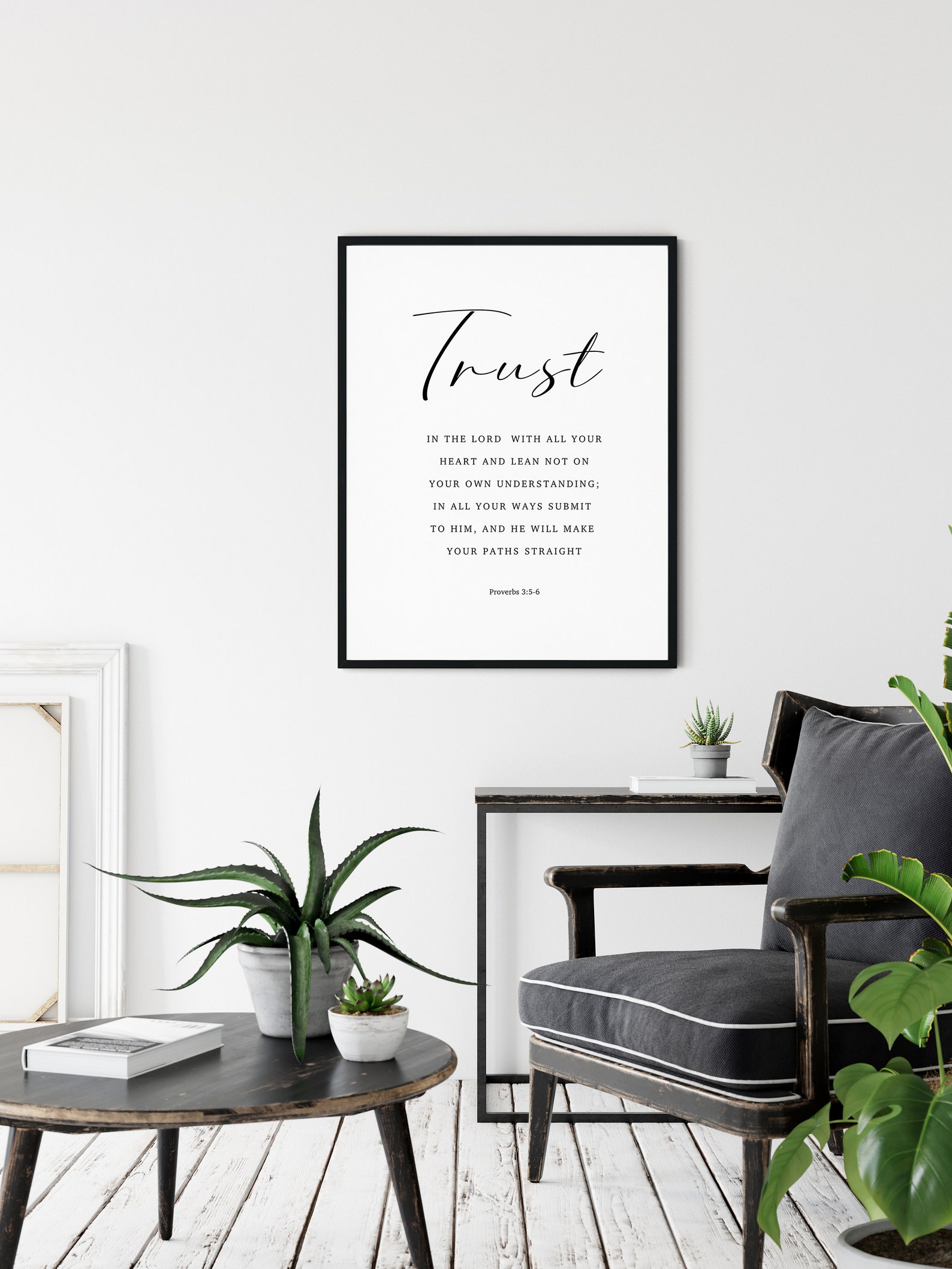 Proverbs 3:5-6 Bible Verse Wall Art Printable Minimal | Etsy