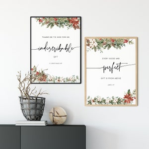 Christmas Bible Verse Wall Art Set of 2 Prints Christian Decor ...