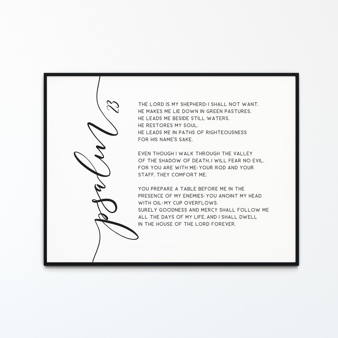 Psalm 23 Horizontal Bible Verse Wall Art, Printable Scripture Prints ...