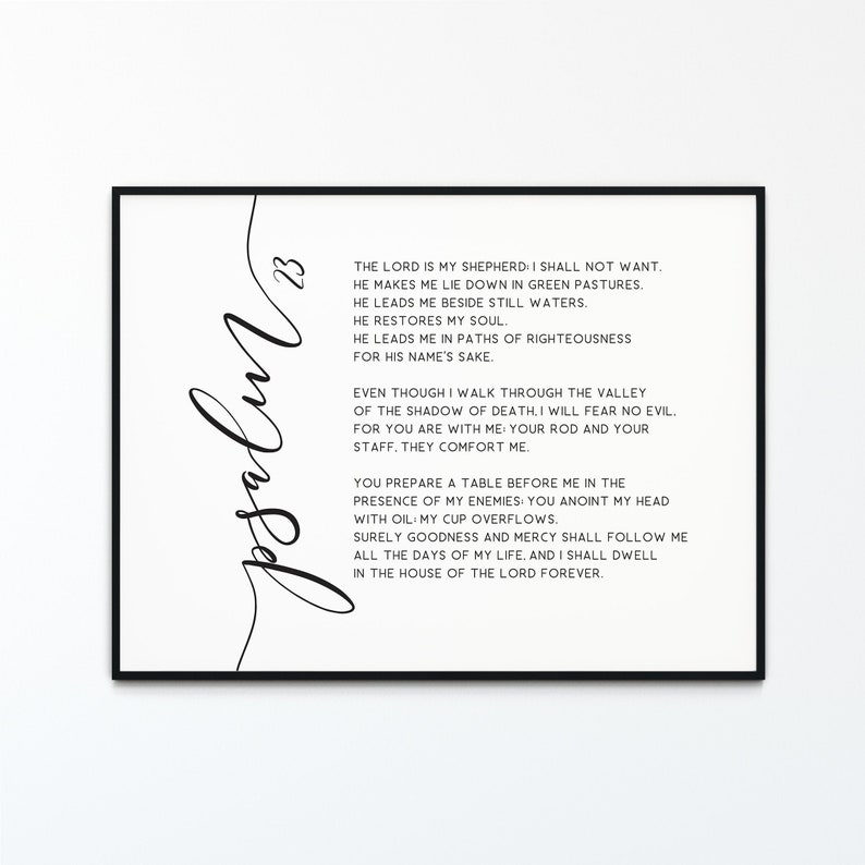 Psalm 23 Horizontal Bible Verse Wall Art Printable Scripture | Etsy