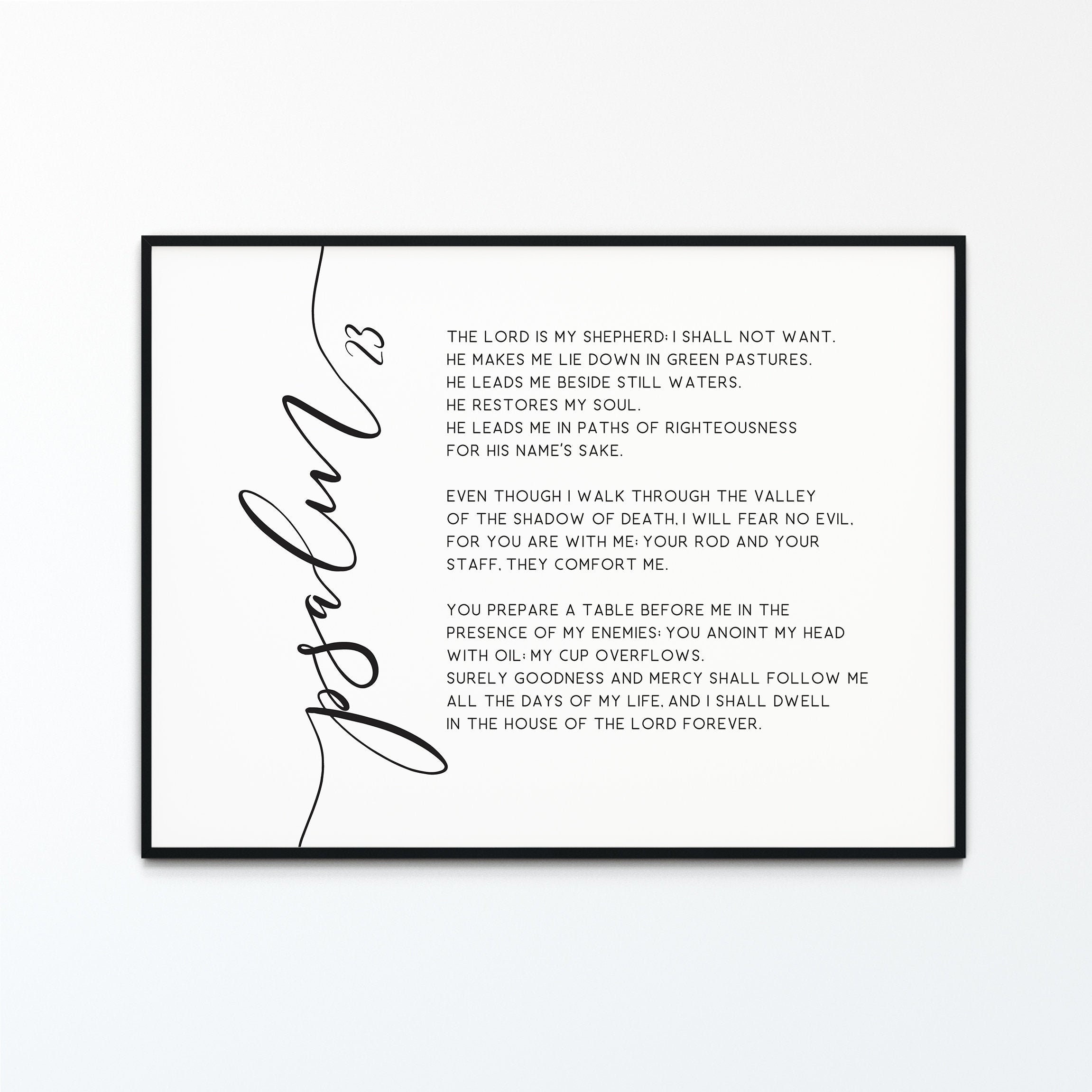 Psalm 23 Horizontal Bible Verse Wall Art Printable Scripture | Etsy
