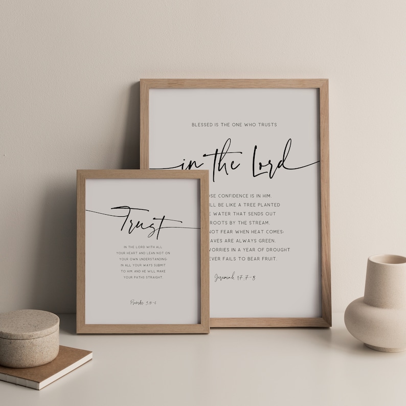 Trust in the Lord Bible Verse Wall Art Set of 2 Modern - Etsy