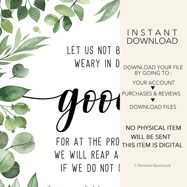 Galatians 6:9, Bible Verse Wall Art Christian Wall Art Printable ...