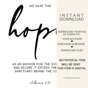 Hebrews 6:19 Bible Verse Wall Art, Printable Scripture Prints, Modern ...