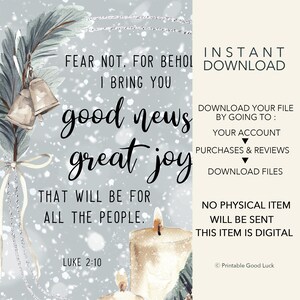 Luke 2:10, Printable Christian Wall Art Bible Verse Wall Art Christmas ...