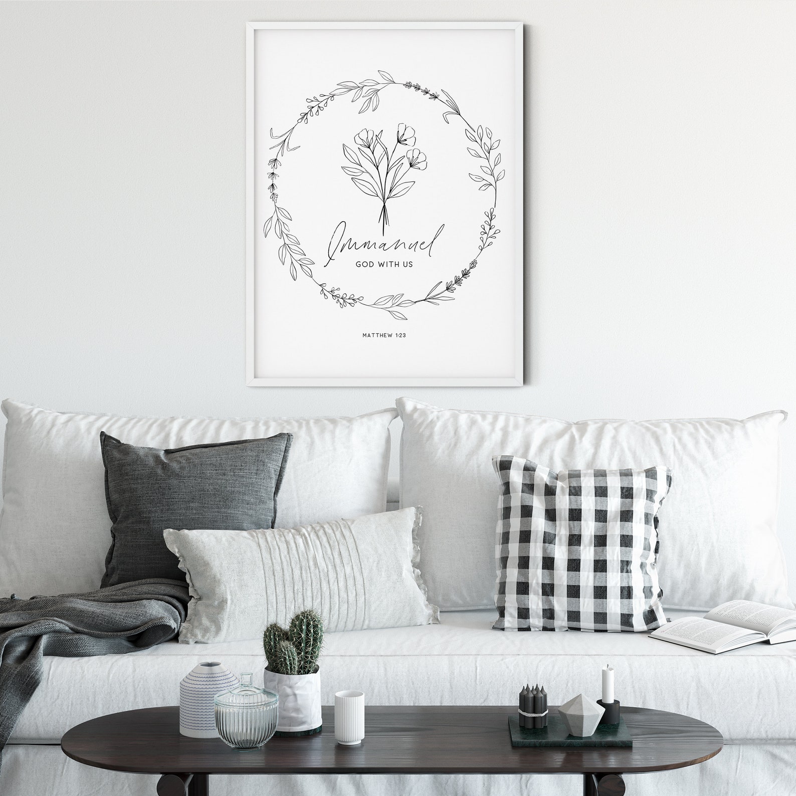 Immanuel God With Us, Matthew 1:23 Christmas Bible Verse Wall Art ...
