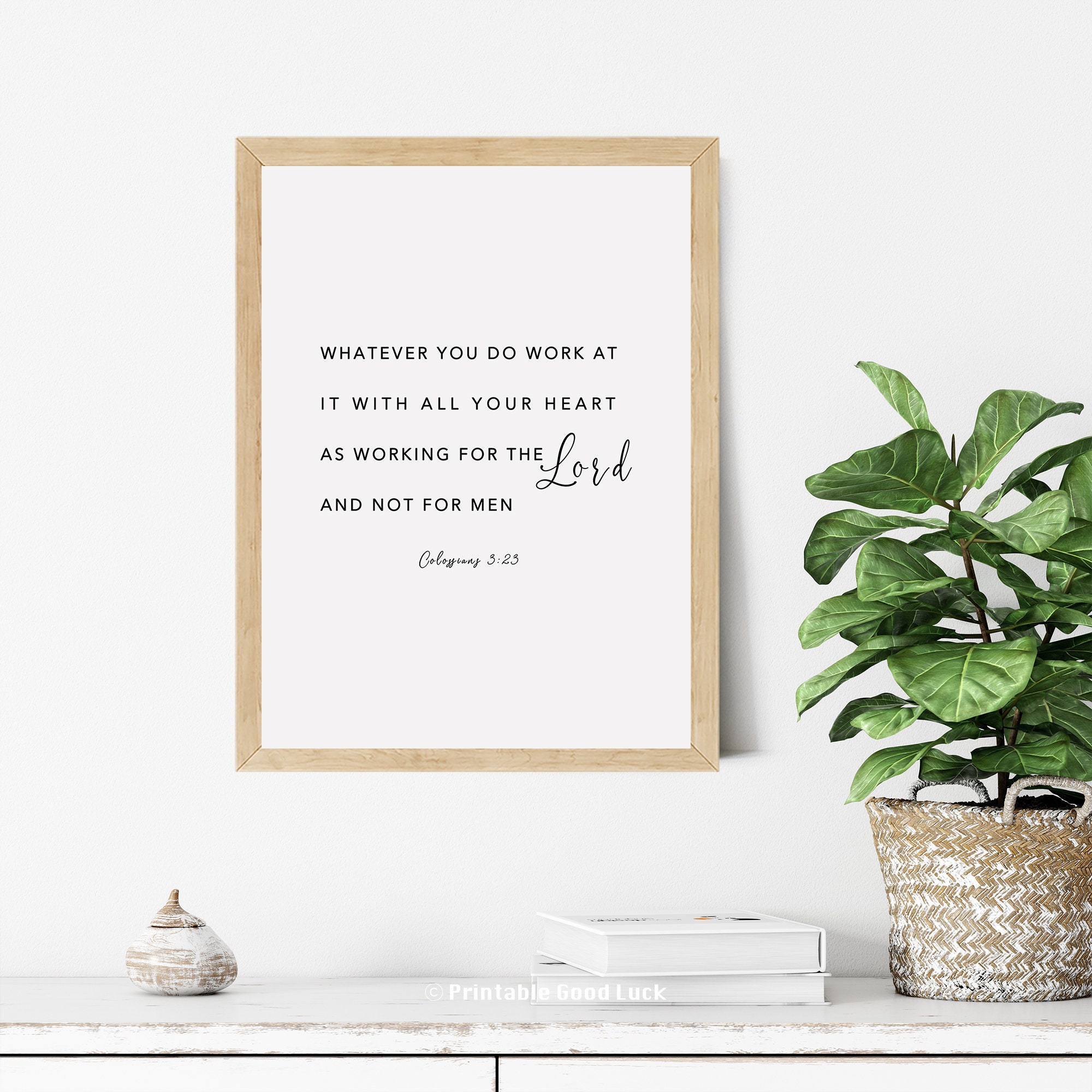 Colossians 3:23 Bible Verse Wall Art Christian Decor Over - Etsy