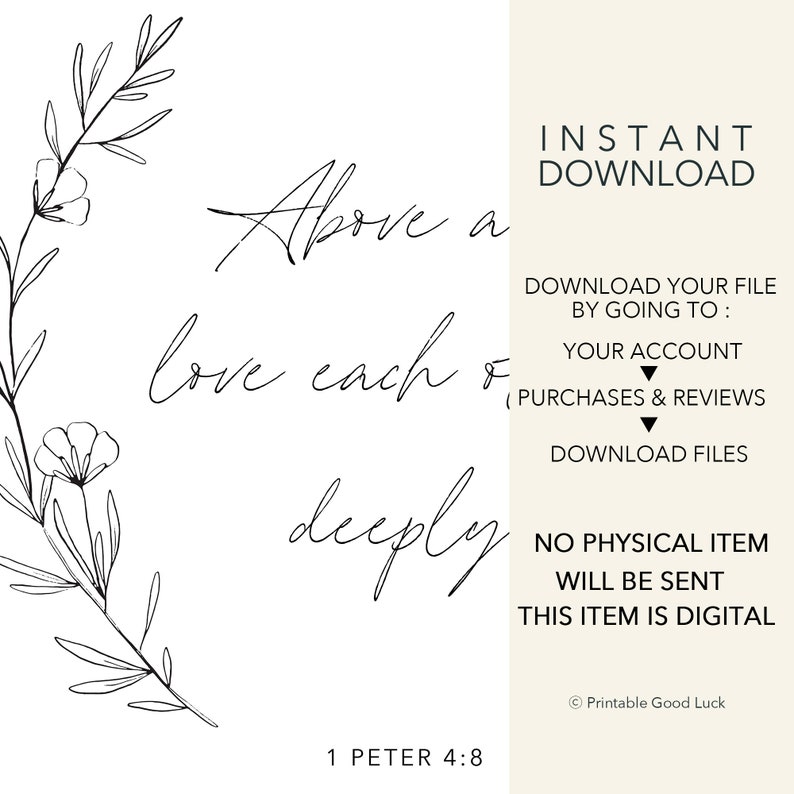 1 Peter 4:8 Bible Verse Wall Art, Printable Scripture Prints, Modern ...