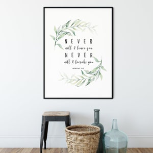 Bible Verse Wall Art of Hebrews 13:5, Printable Wall Art for Your ...