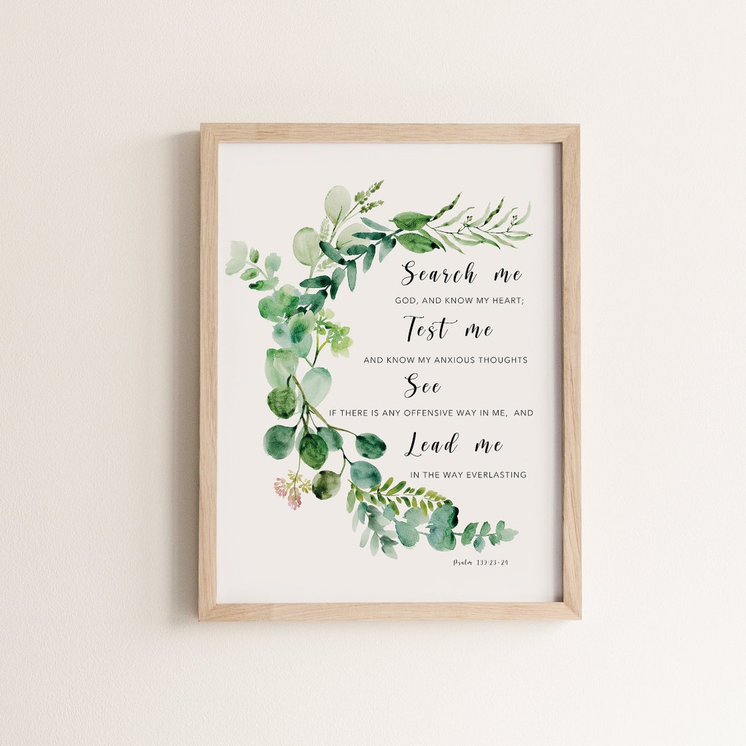 Psalm 139:23-24 Printable Bible Verse Wall Art Christian Minimalist ...