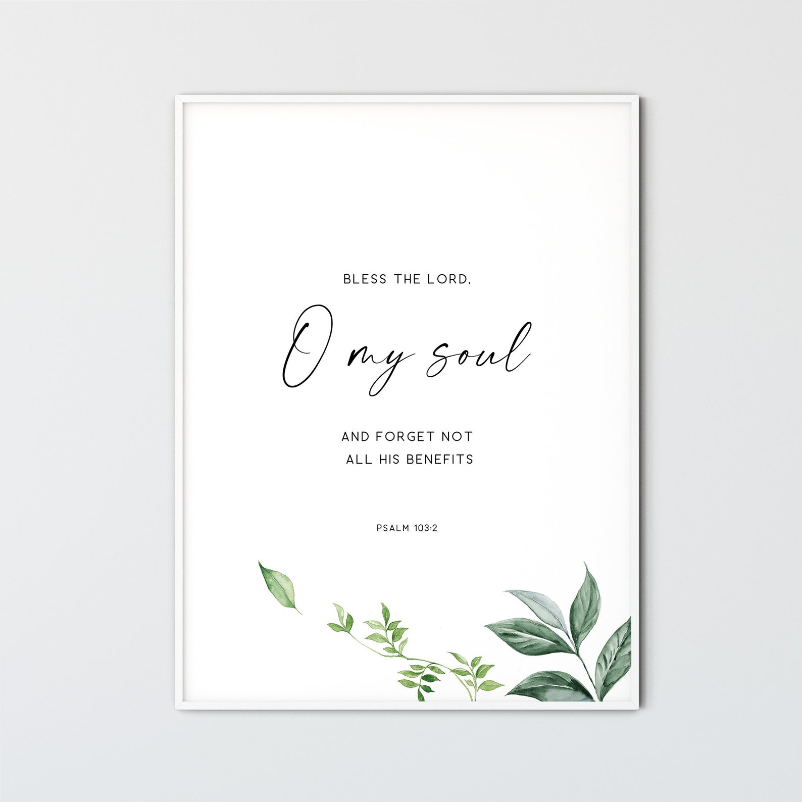 Psalm 103:1-2 Bible Verse Wall Art Set of 2 Prints Printable | Etsy