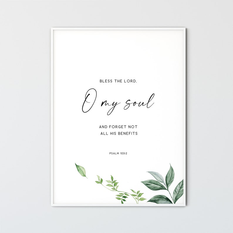 Psalm 103:1-2 Bible Verse Wall Art Set of 2 Prints Printable | Etsy
