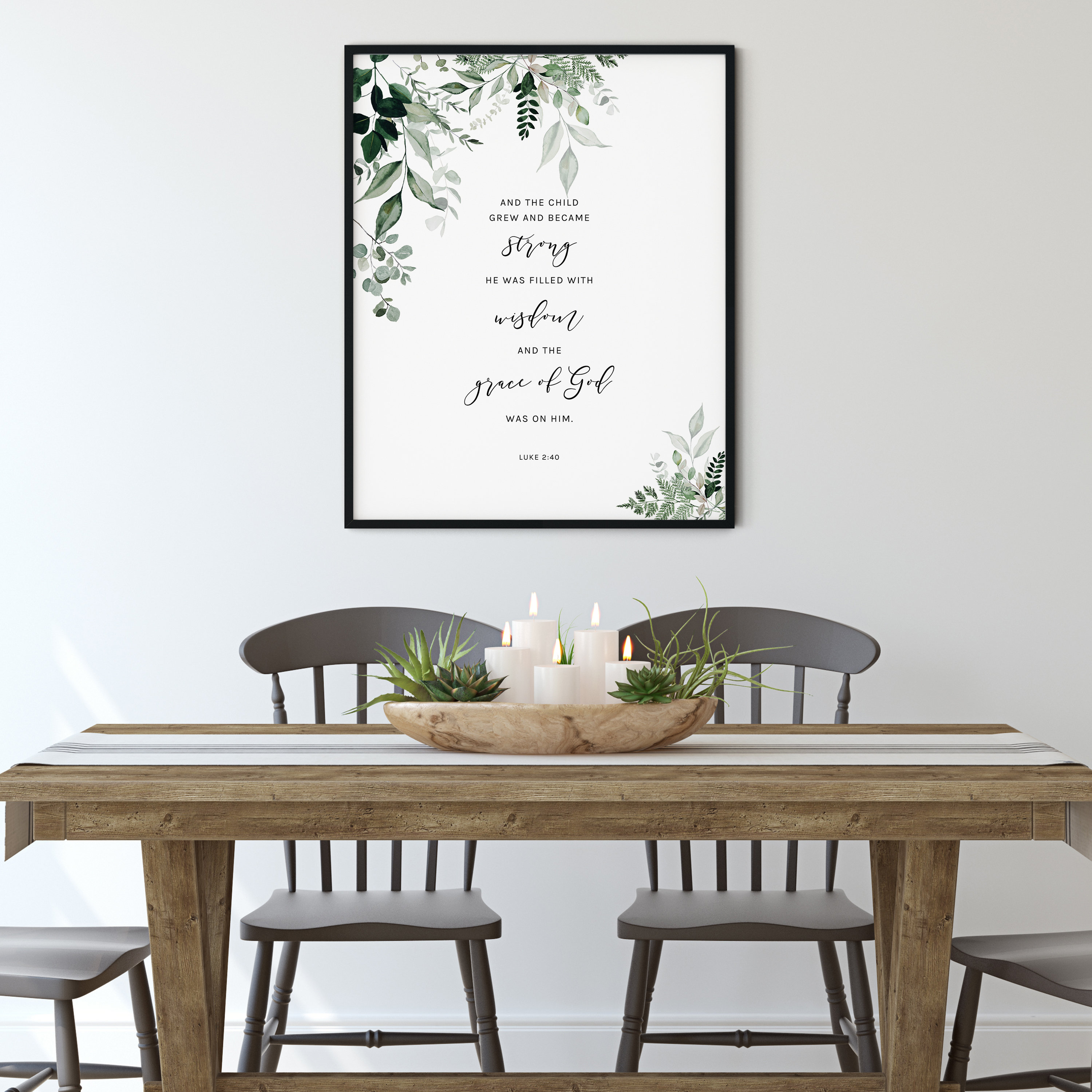 Luke 2:40 Bible Verse Wall Art Scripture Wall Art Prints | Etsy