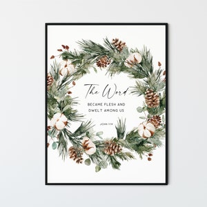 John 1:14 Christmas Christian Wall Art Bible Verse Wall Art Printable ...