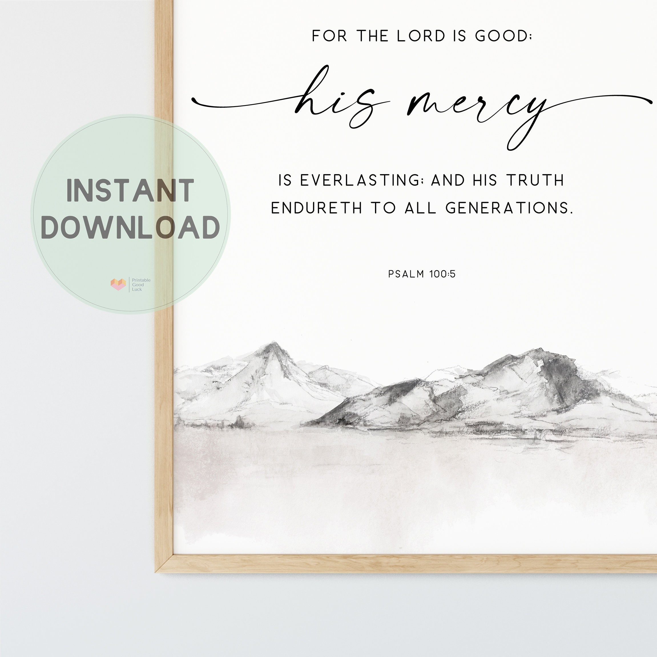 Psalm 100:5 Bible Verse Wall Art KJV Scripture Print Christian Wall ...