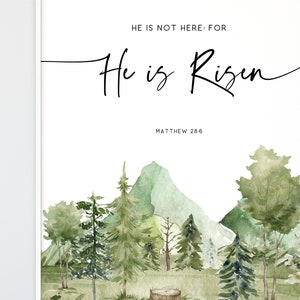 He is Risen Matthew 28:6 KJV, Easter Bible Verse Wall Art Printable ...