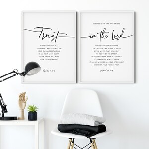 Trust in the Lord Bible Verse Wall Art Set of 2, Modern Scripture Quote ...