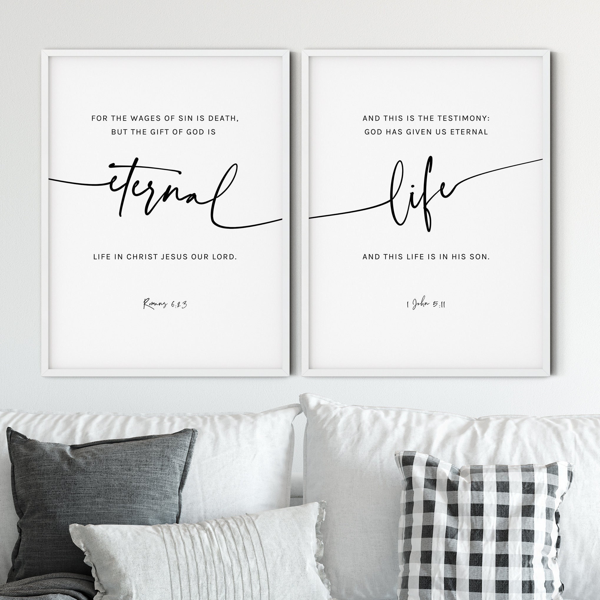 Eternal Life Bible Verse Wall Art Set of 2 Modern Scripture | Etsy