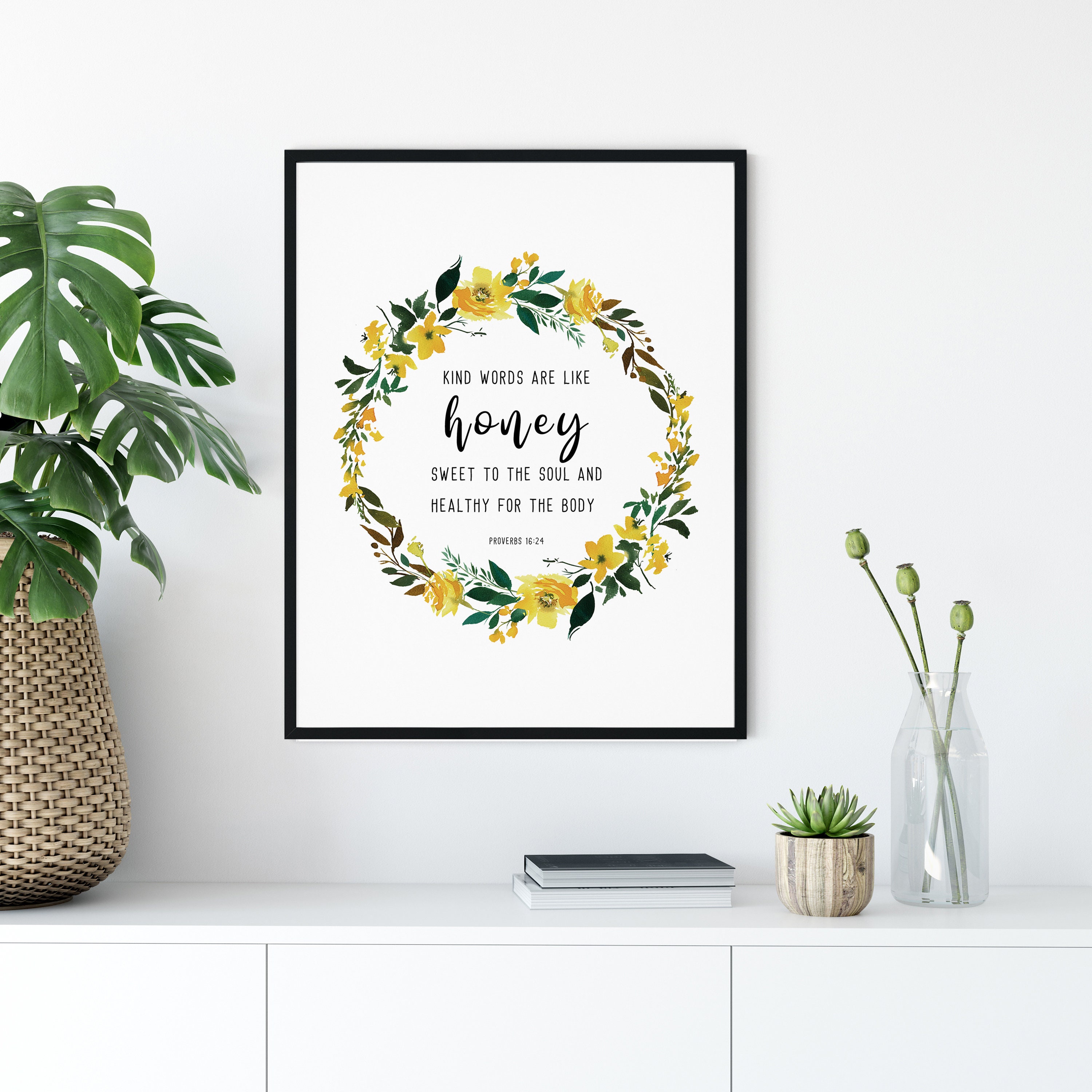 Proverbs 16:24 Bible Verse Wall Art Scripture Quote Print Wall | Etsy