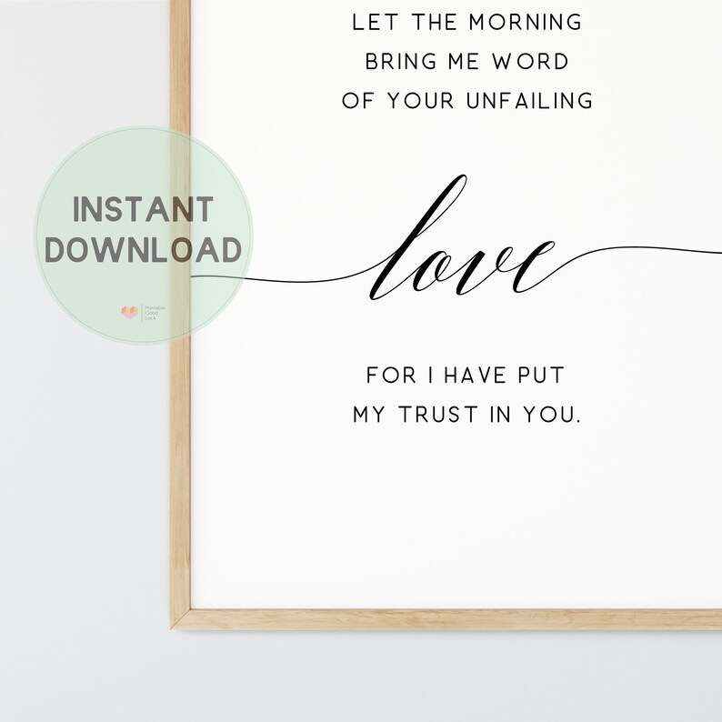 Psalm 143:8 Bible Verse Wall Art Set of 2 Prints, Printable Scripture ...