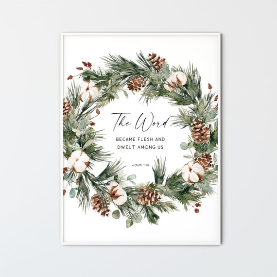 John 1:14 Christmas Christian Wall Art Bible Verse Wall Art | Etsy