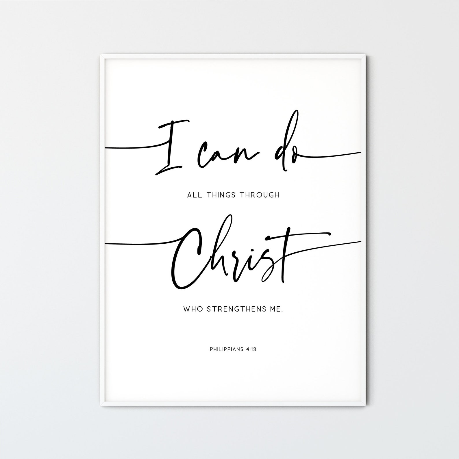 Philippians 4:13 Bible Verse Wall Art Baptism Scripture Print - Etsy