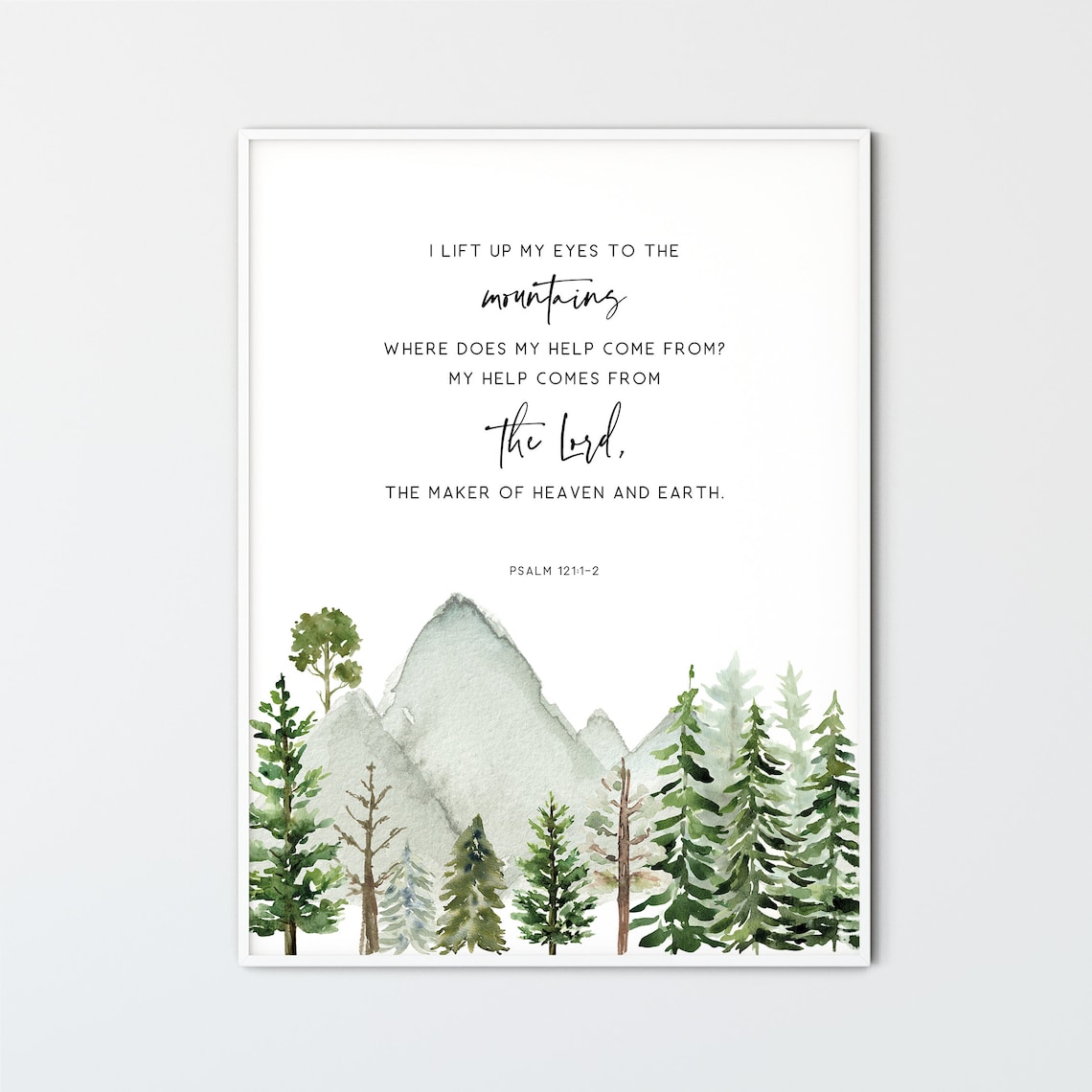 Psalm 121:1-2 Christian Wall Art Printable Watercolor | Etsy