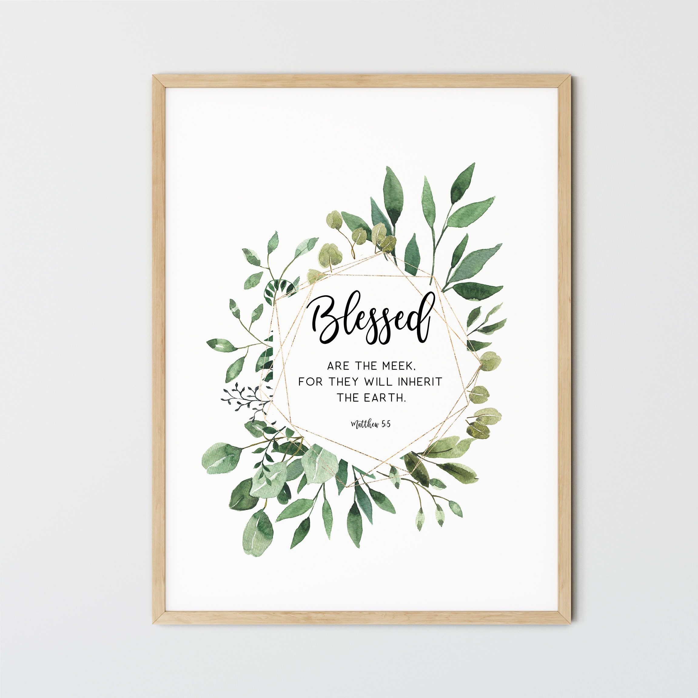 Matthew 5:5 Blessed are the meek for they will inherit the | Etsy