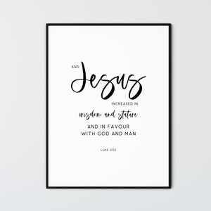 Luke 2:52, Printable Bible Verse Wall Art Modern Minimalist Christian ...