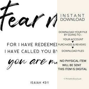 Isaiah 43:1 Bible Verse Wall Art Modern Minimalist Christian Wall Art ...