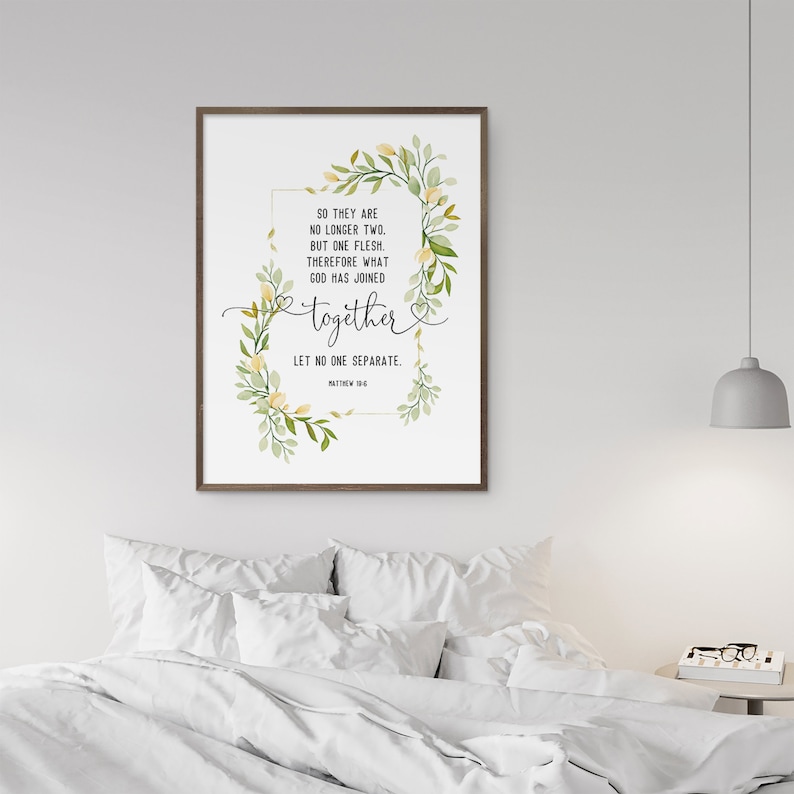 Matthew 19:6, Marriage Bible Verse Wall Art Wedding Christian Wall Art ...