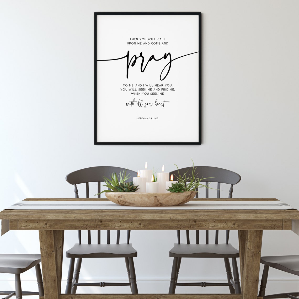 Jeremiah 29 12 13 Bible Verse Wall Art Scripture Print Modern Etsy