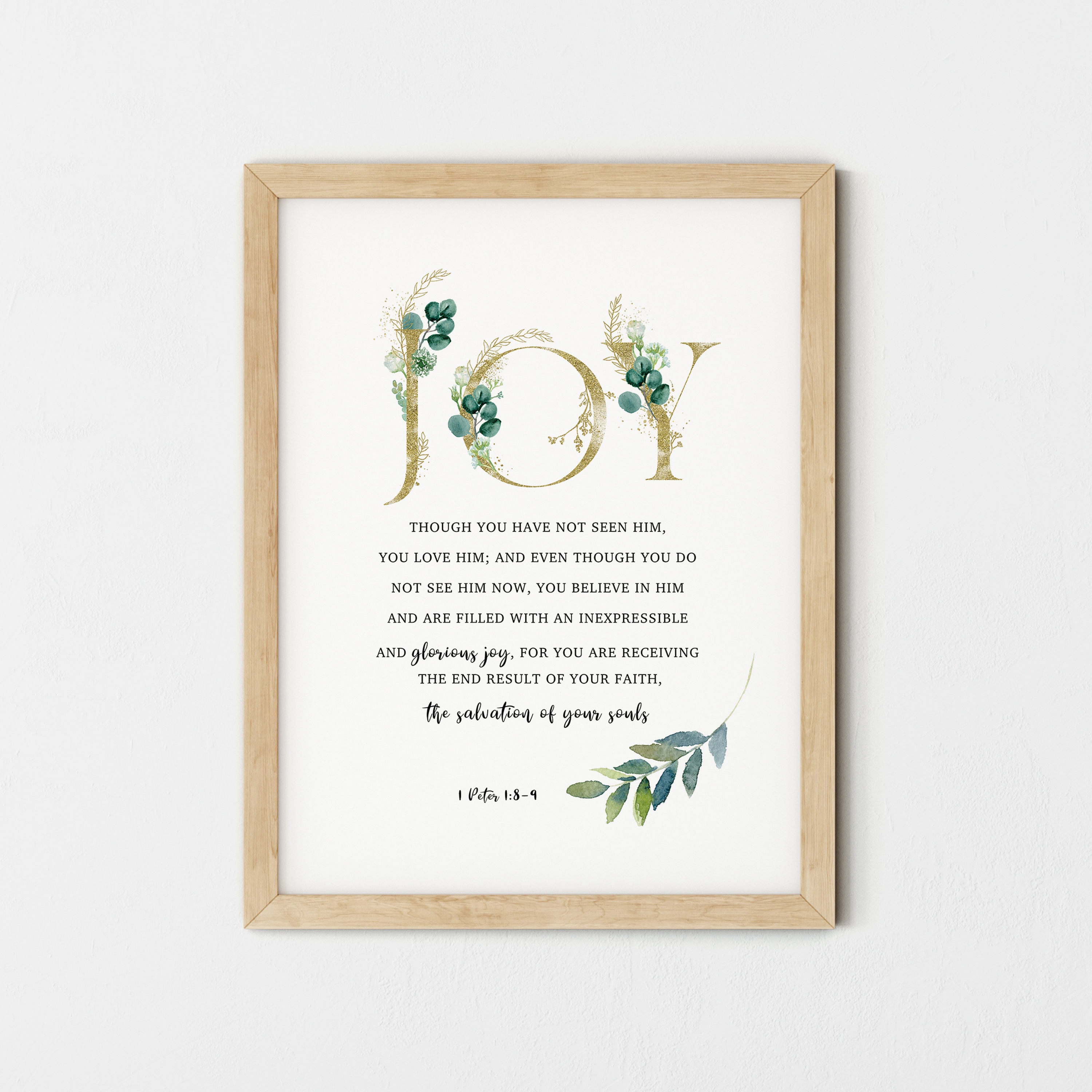 Bible Verse Wall Art, 1 Peter 1:8-9, Scripture Wall Art, Bible Verse ...