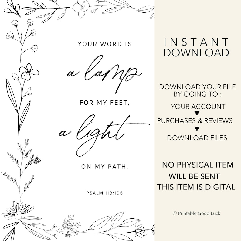 Psalm 119:105 Bible Verse Wall Art Handwritten Bible Verse - Etsy