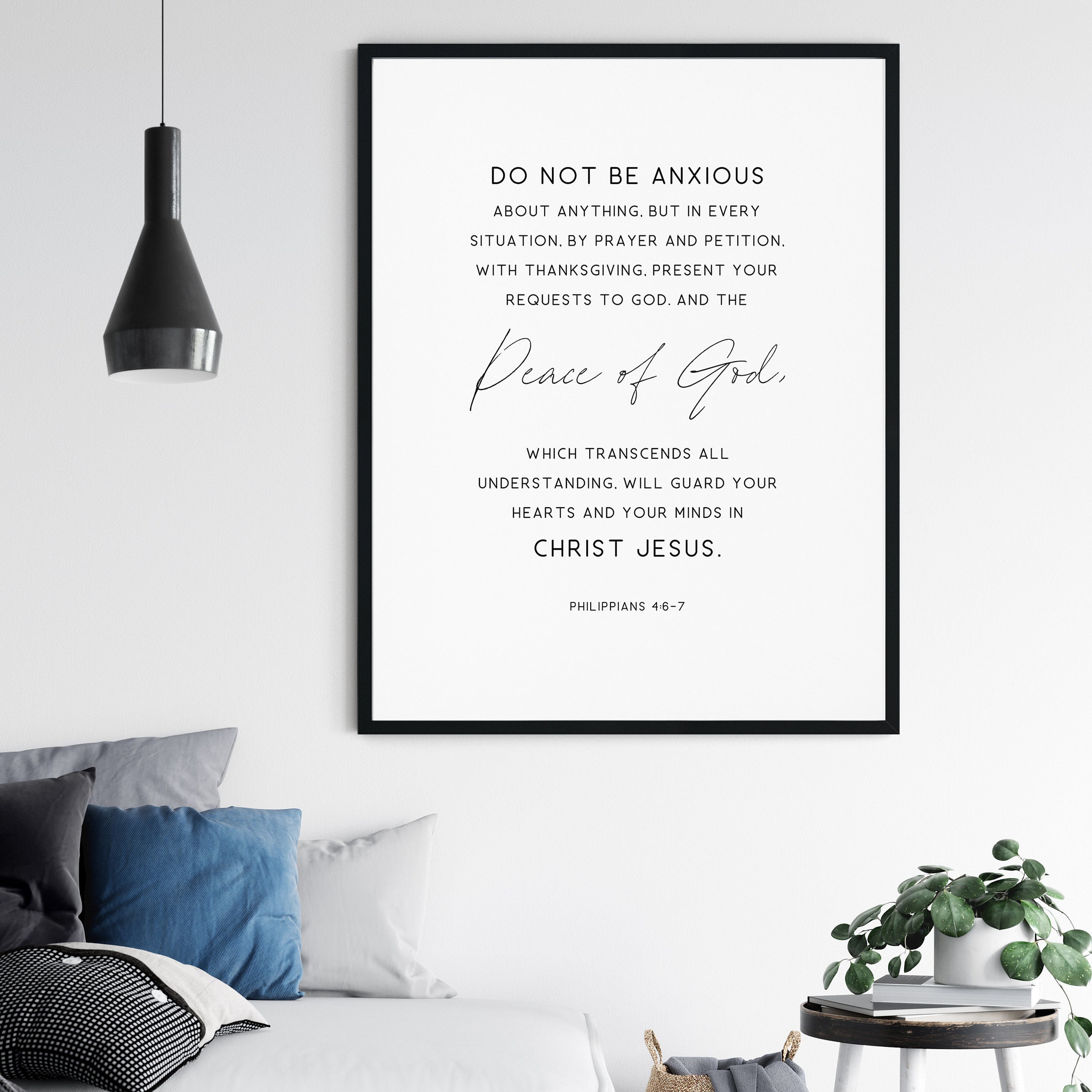 Philippians 4:6-7 Do Not Be Anxious Bible Verse Wall Art | Etsy