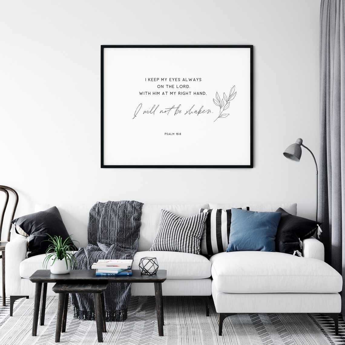Psalm 16:8 Horizontal Bible Verse Wall Art Modern Scripture - Etsy