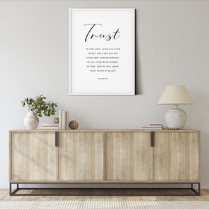 Proverbs 3:5-6 Bible Verse Wall Art Printable Minimal Christian Home ...