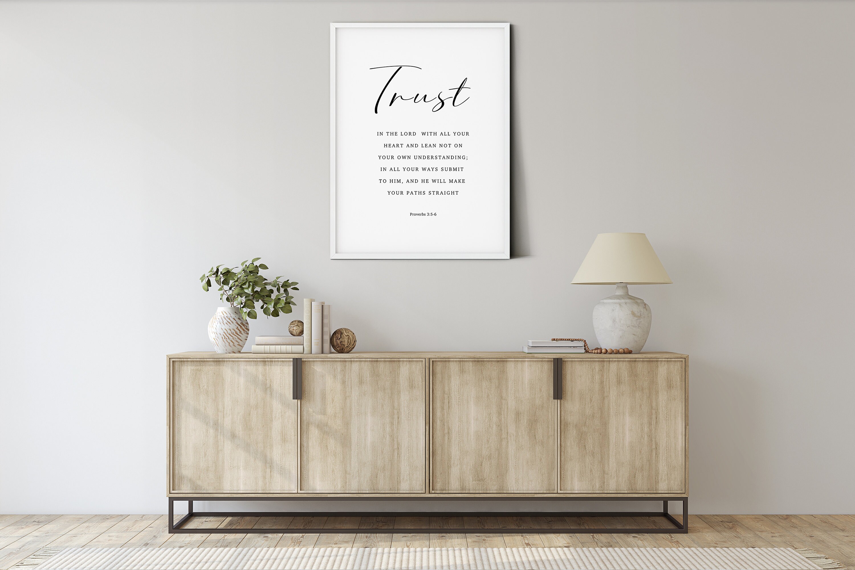 Proverbs 3:5-6 Bible Verse Wall Art Printable Minimal | Etsy