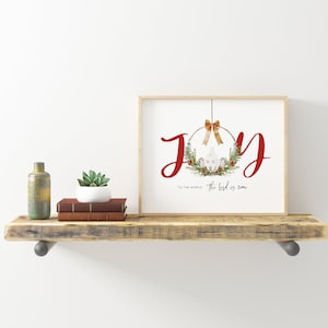 Joy to the World Christmas Christian Wall Art Printable Watercolor ...