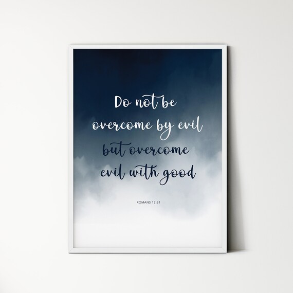 Romans 12:21 Bible Verse Wall Art Modern Christian Home | Etsy