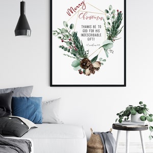 2 Corinthians 9:15, Christmas Printable Christmas Bible Verse Wall Art ...