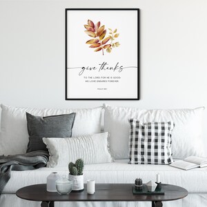 Psalm 106:1 Bible Verse Wall Art Scripture Print Autumn Thanksgiving ...