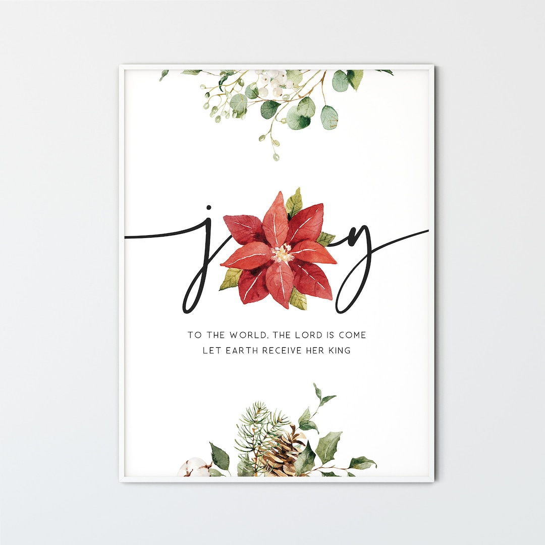 Joy to the World, Christmas Christian Printable Wall Art Watercolor ...