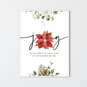 Joy to the World, Christmas Christian Printable Wall Art Watercolor ...