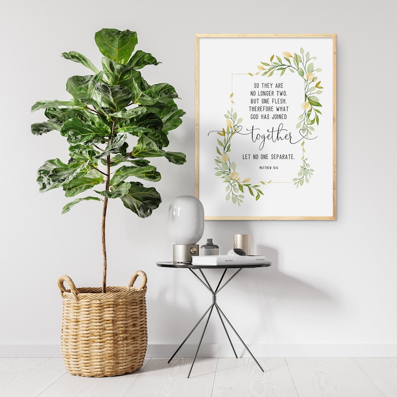 Matthew 19:6, Marriage Bible Verse Wall Art Wedding Christian Wall Art ...