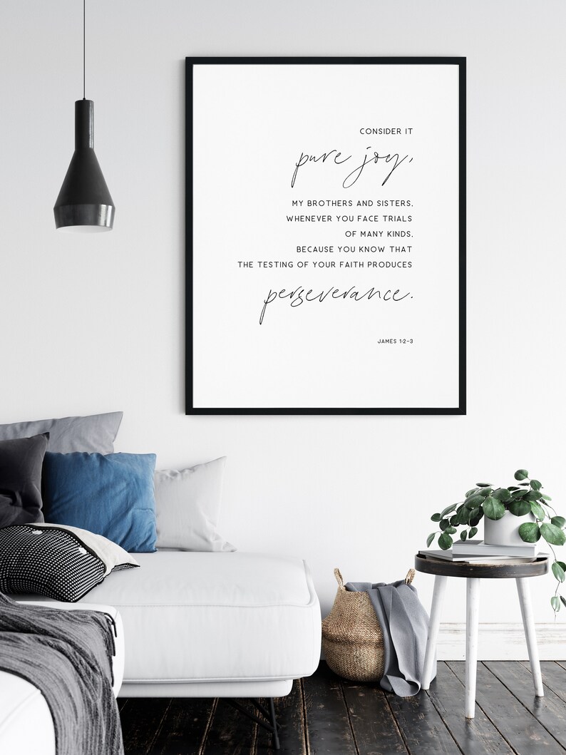 James 1:2-3 Bible Verse Wall Art Printable Scripture Print | Etsy